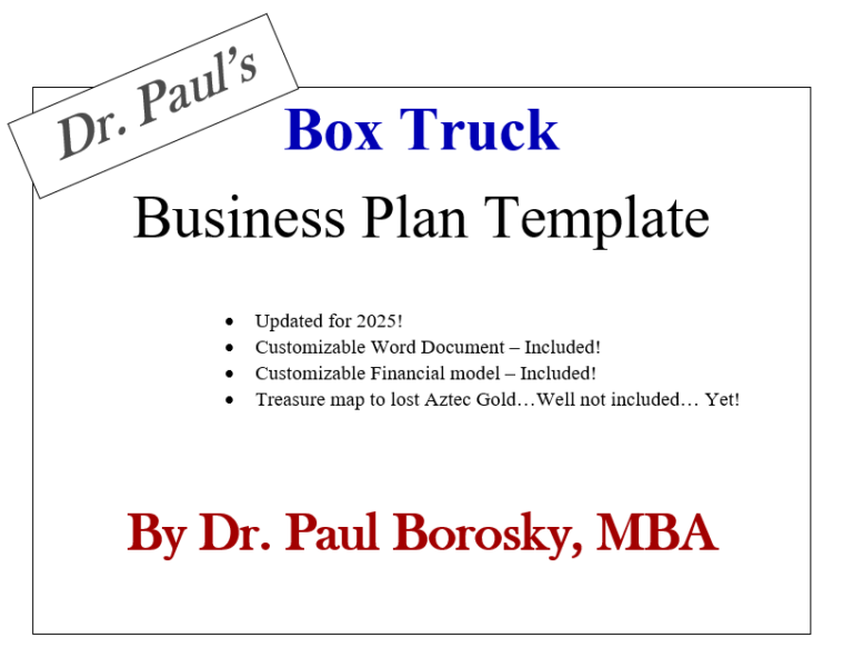 Box Truck Business Plan Template | Investor & SBA Ready